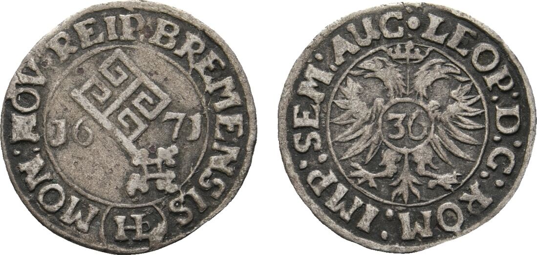 Bremen, Stadt 2 Grote 1671 HL Sehr schön | MA-Shops