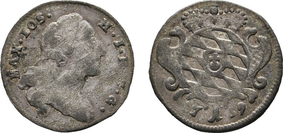 Bayern Kreuzer 1759 München Maximilian III. Joseph 1745-1777 Kl ...