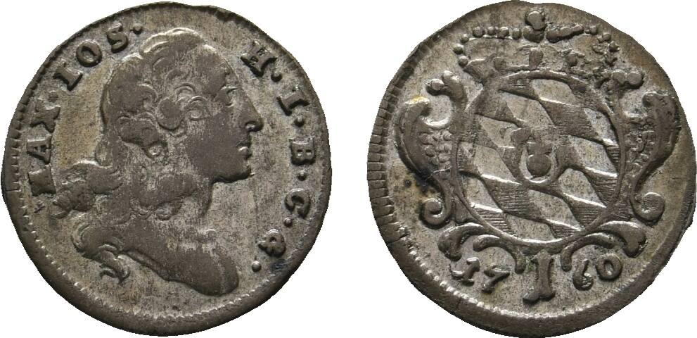 Bayern Kreuzer 1760 München Maximilian III. Joseph 1745-1777 Sehr schön ...