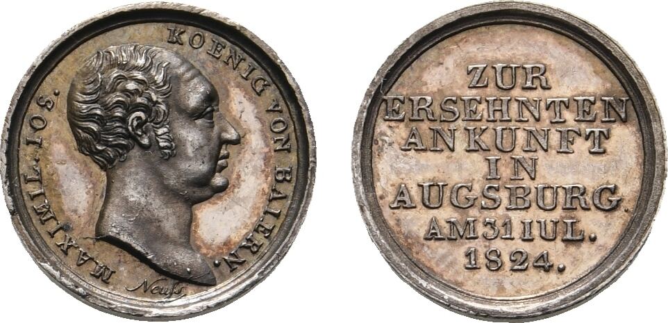 Bayern Miniaturmedaille 1824 von Johann Jakob Neuss Maximilian I ...