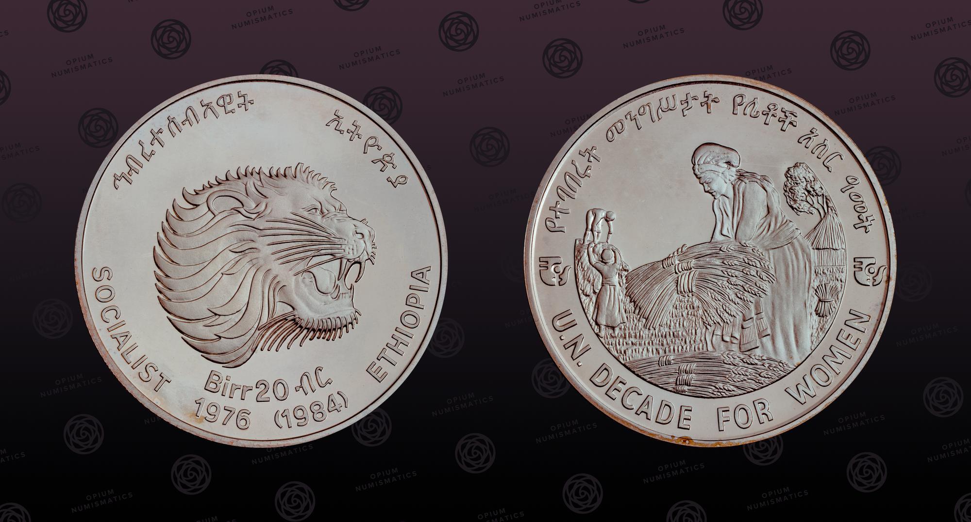 ETHIOPIA, KM# 73, Silver, 20 Birr, 1984, Proof, Decade for Women. Very ...