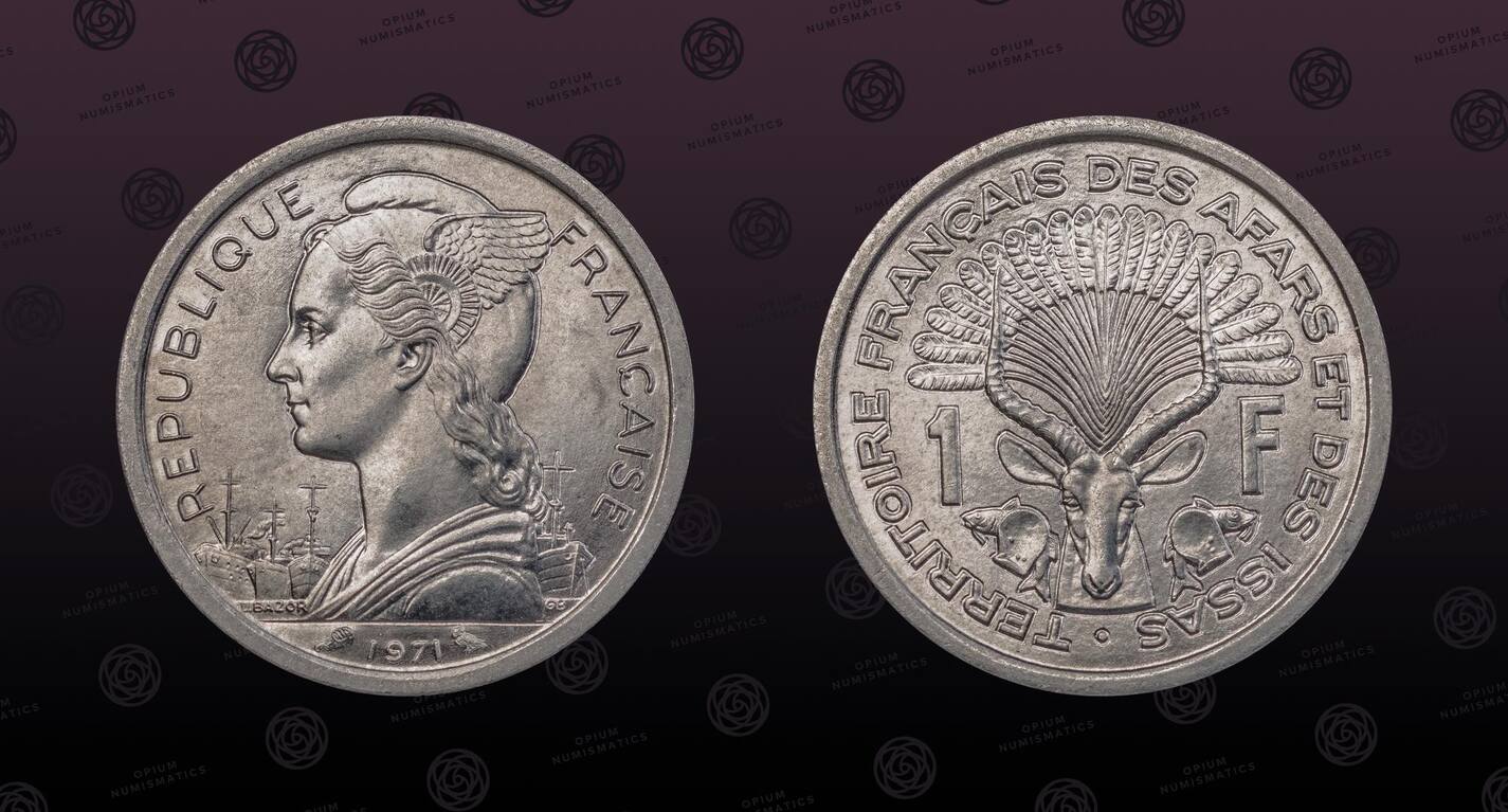 FRENCH AFARS & ISSAS, KM# 16, Aluminum, 1 Franc, 1971, Mint Strike ...