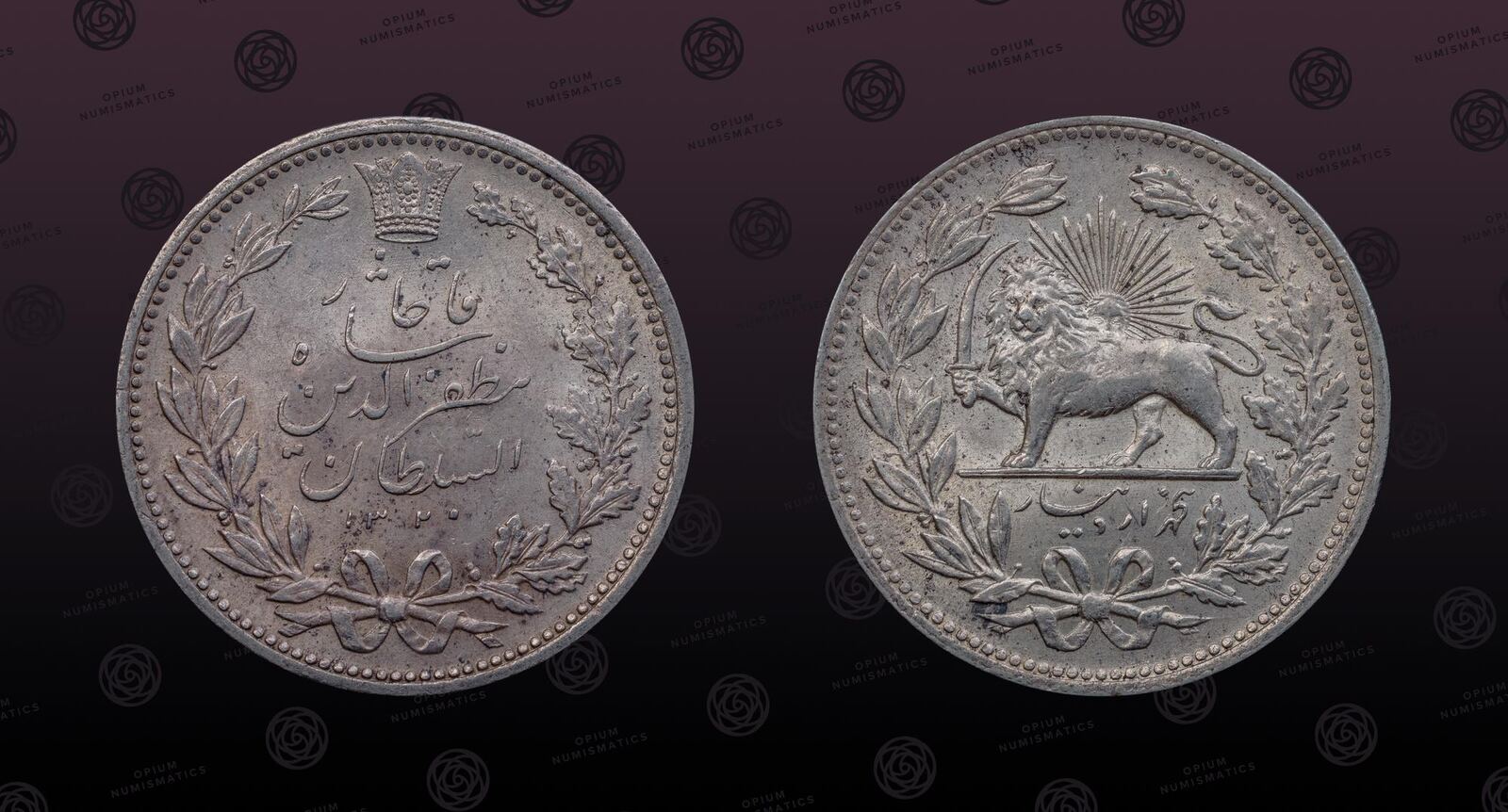 IRAN, KM# 976, Silver, 5000 Dinars (5 Kran), 1902, Mint Strike, Royal Birthday. Nice silver coin ...