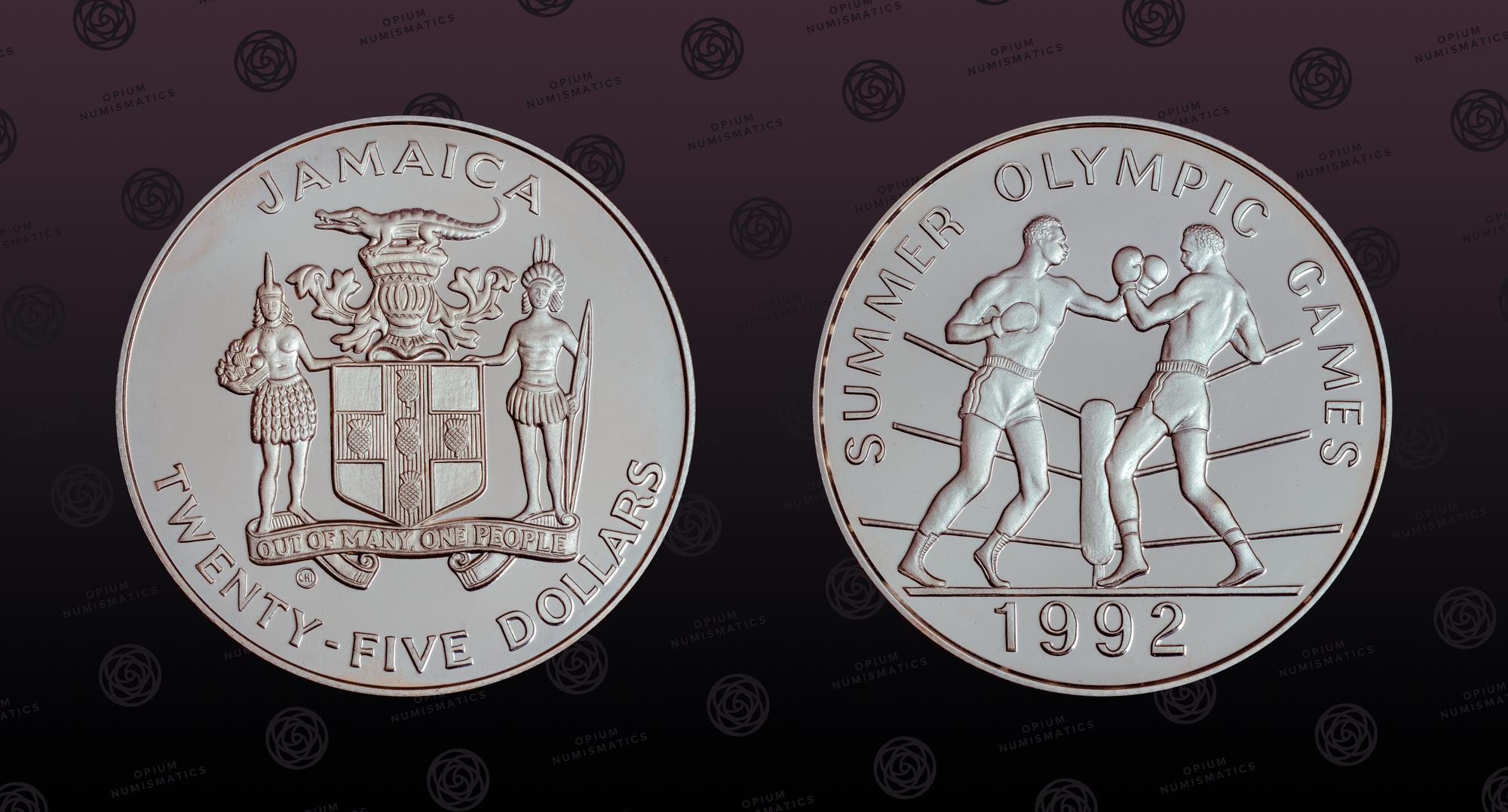 JAMAICA, KM# 160, Silver, 25 Dollars, 1992, Proof, Summer Olympic Games ...