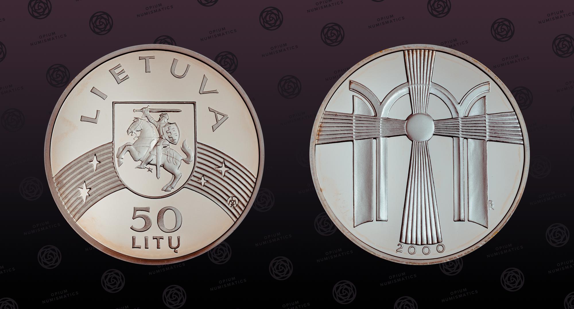 LITHUANIA, KM# 128, Silver, 50 Litu, 2000, Proof, Millennium - radiant ...