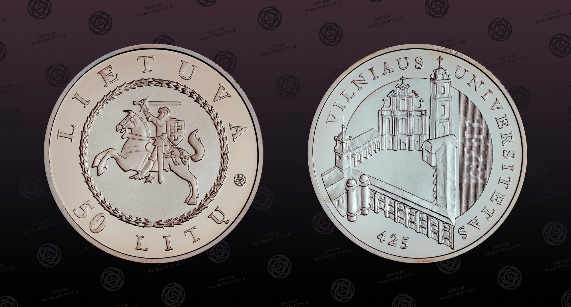 LITHUANIA, KM# 138, Silver, 50 Litu, 2004, Proof, 425th Annversary ...