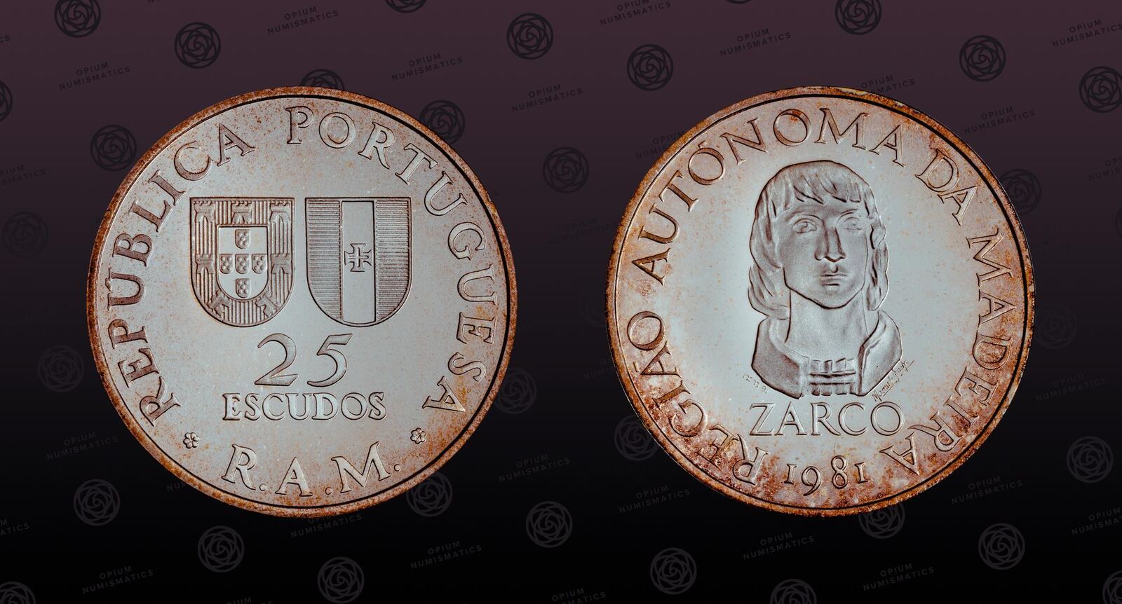 MADEIRA ISLANDS, KM# 4a, Silver, 25 Escudos, 1981, Proof, Autonomy of ...