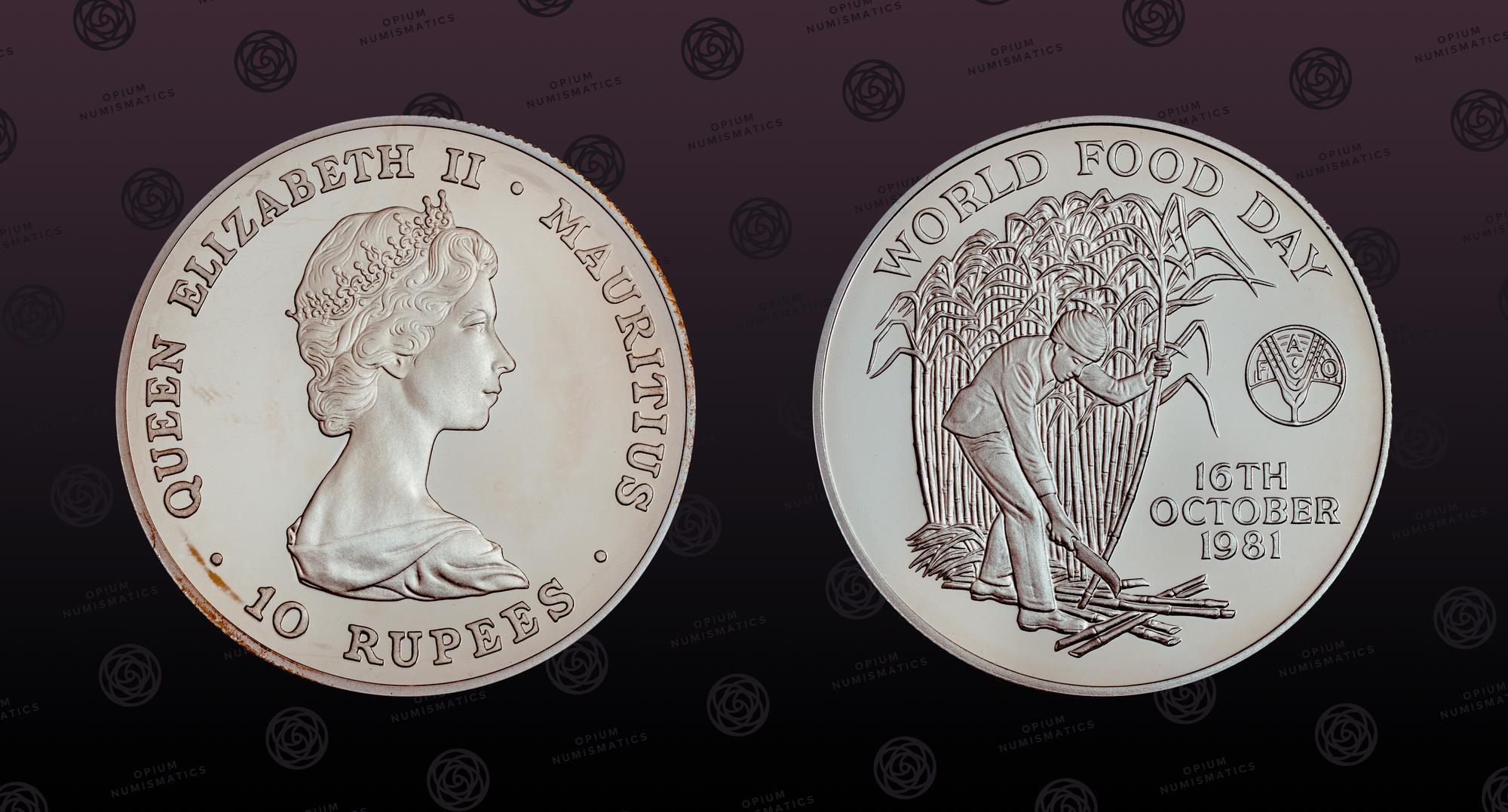 MAURITIUS, KM# 48, Silver, 10 Rupees, 1981, Proof, World Food Day. Coin ...