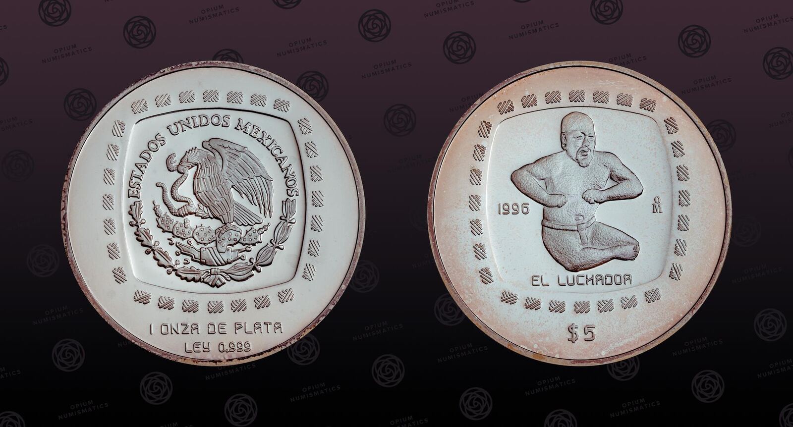 MEXICO, KM# 597, Silver, 5 Pesos, 1996, Proof, El Luchador. Coin in ...