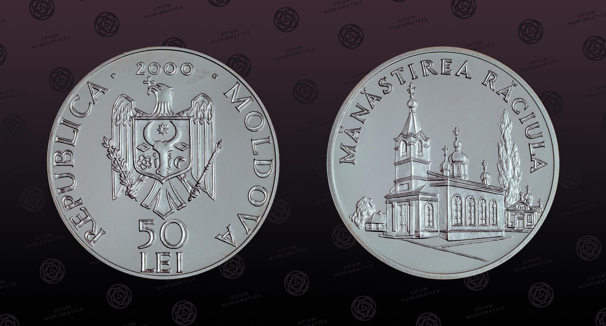 MOLDOVA, KM# 89, Silver, 50 Lei, 2000, Proof, Monastery Raciula. Coin ...