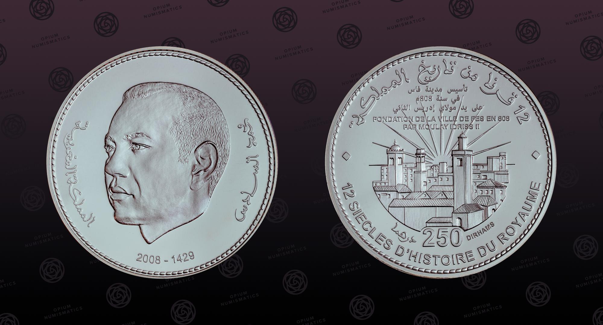 MOROCCO, Y# 128, Silver, 250 Dirhams, AH1429-2008, Proof, 12th Century ...