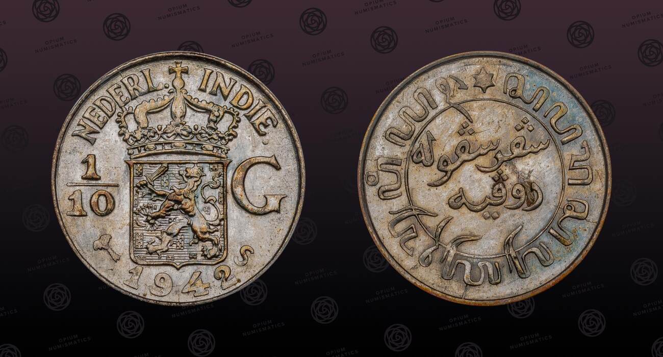 NETHERLANDS EAST INDIES, KM# 318, Silver, 1/10 Gulden, 1942, Mint ...