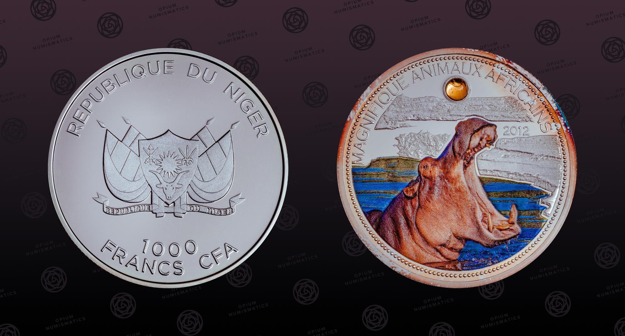 NIGER, KM# 18, Silver, 1000 Francs, 2012, Proof, African Animals ...