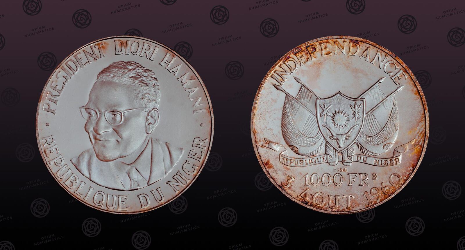 NIGER, KM E6, Silver, 1000 Francs, 1960, Proof, President Diori Hamani ...