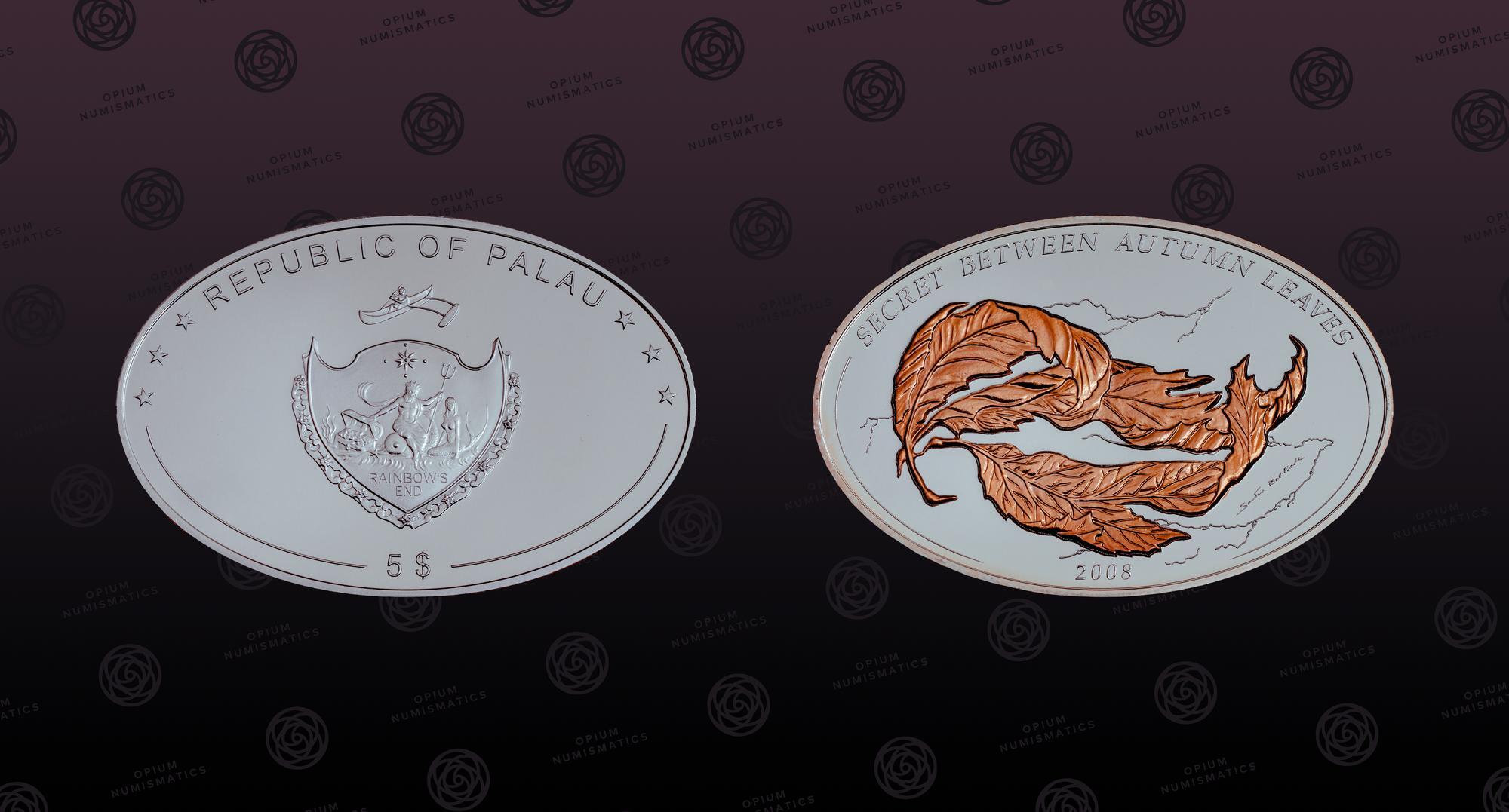 PALAU, KM# 192, Silver, 5 Dollars, 2008, Proof, Oval shape, lettering ...