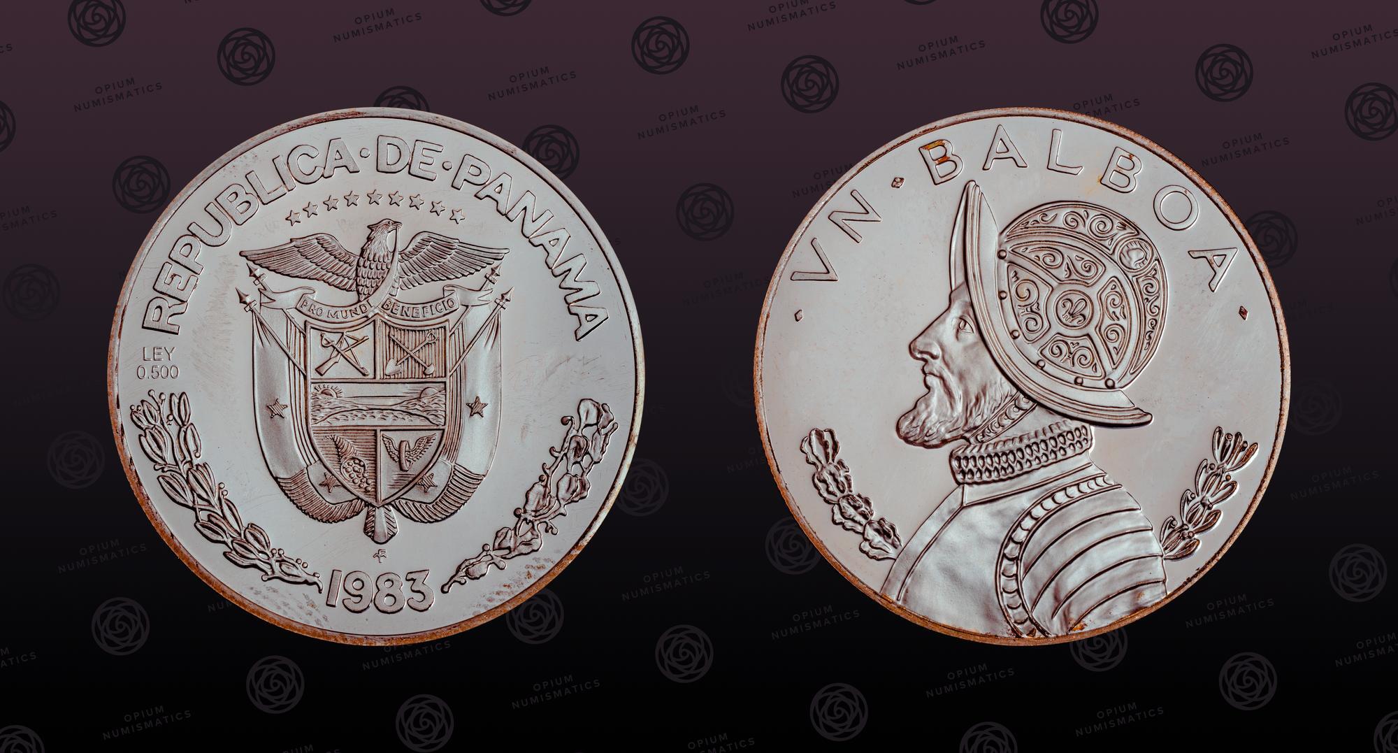 PANAMA, KM# 90, Silver, 1 Balboa, 1983, Proof, Balboa bust. Scarce ...