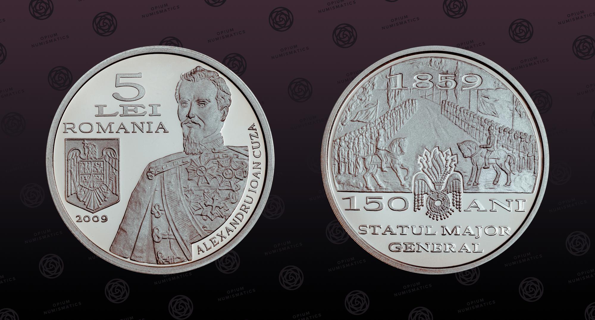 ROMANIA, Unlisted, Silver, 5 Lei, 2009, Proof, General Alexandru Ioan ...