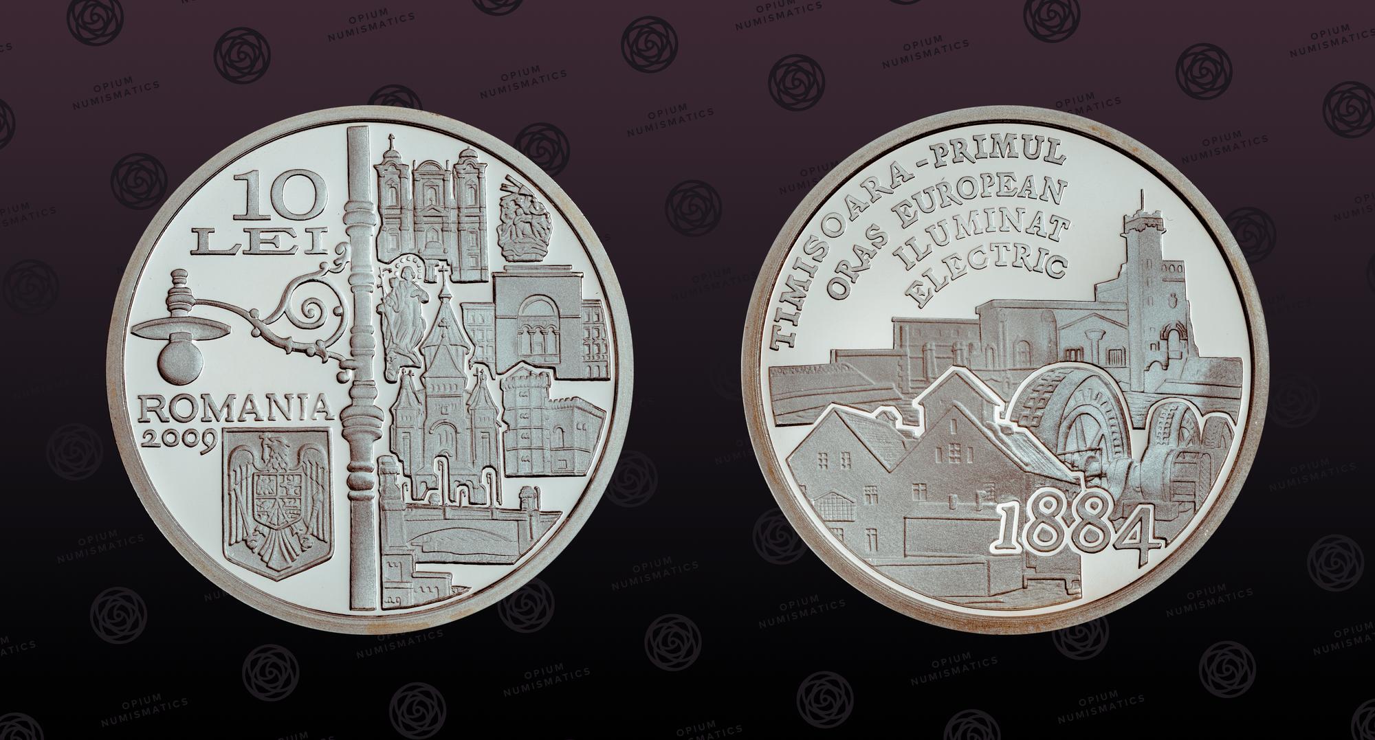 ROMANIA, Unlisted, Silver, 10 Lei, 2009, Proof, Timisoara. Very rare ...