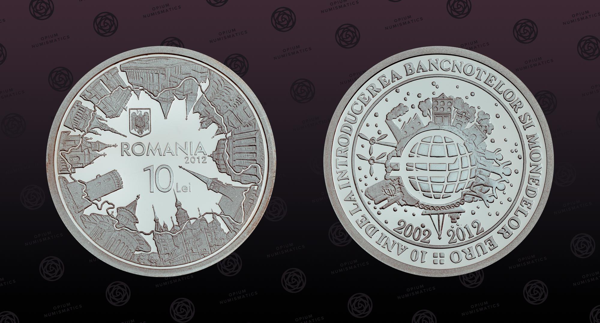 ROMANIA, KM# 286, Silver, 10 Lei, 2012, Proof, The 10-Year Anniversary ...