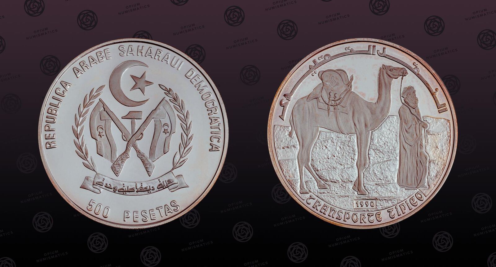 SAHARAWI ARAB DEMOCRATIC REPUBLIC, KM# 2, Silver, 500 Pesetas, 1990 ...