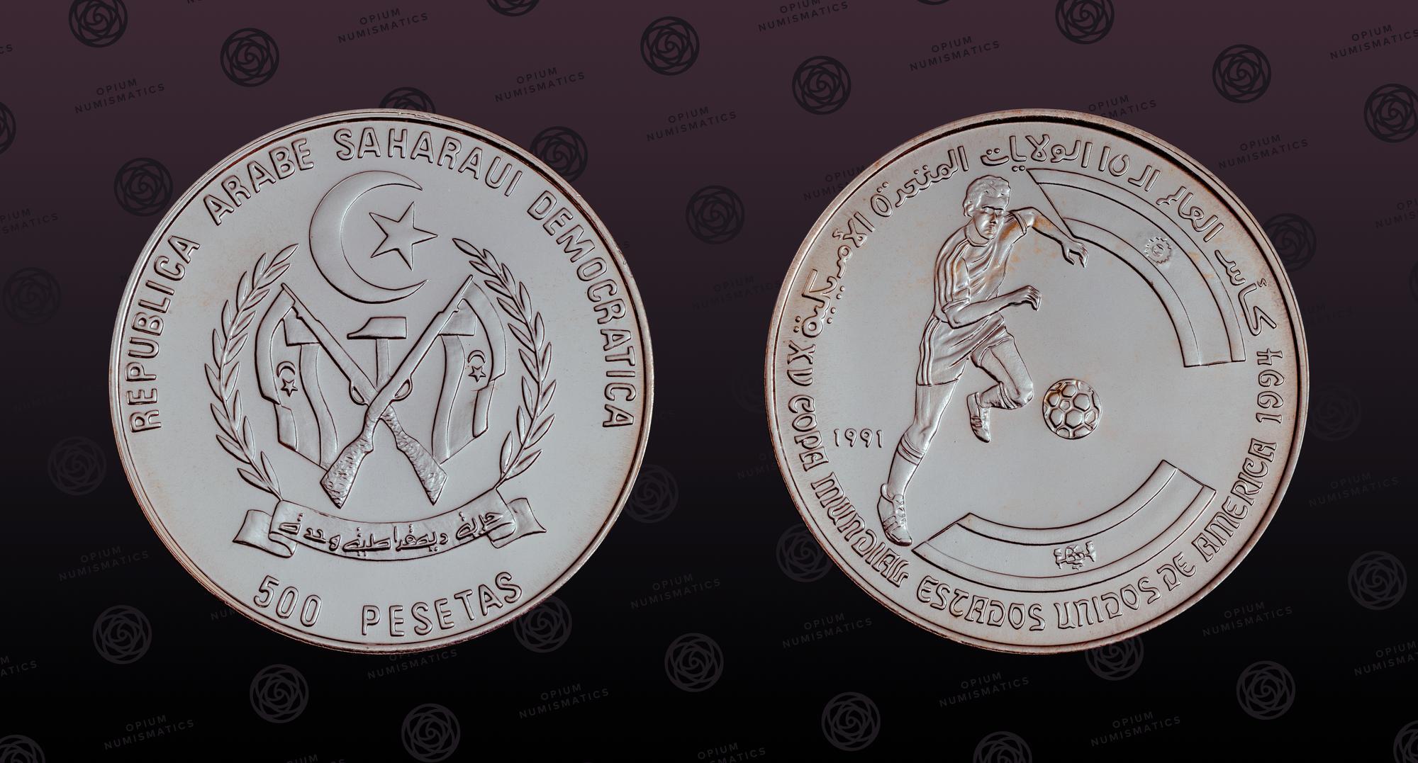 SAHARAWI ARAB DEMOCRATIC REPUBLIC, KM# 5, Silver, 500 Pesetas, 1991 ...