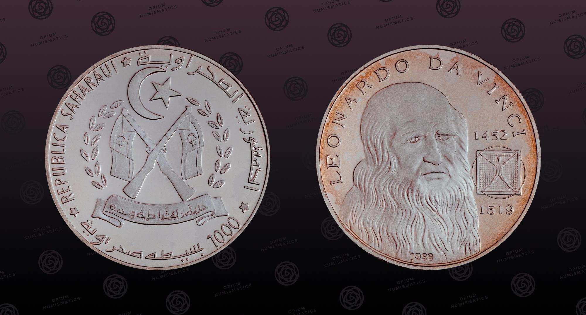 SAHARAWI ARAB DEMOCRATIC REPUBLIC, KM# 49, Silver, 1000 Pesetas, 1999 ...