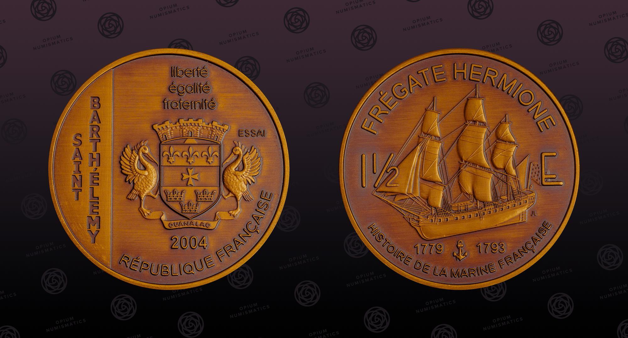 SAINT BARTHELEMY, X# E13, Bronze (antiqued), 1-1/2 Euro, 2004, Mint ...