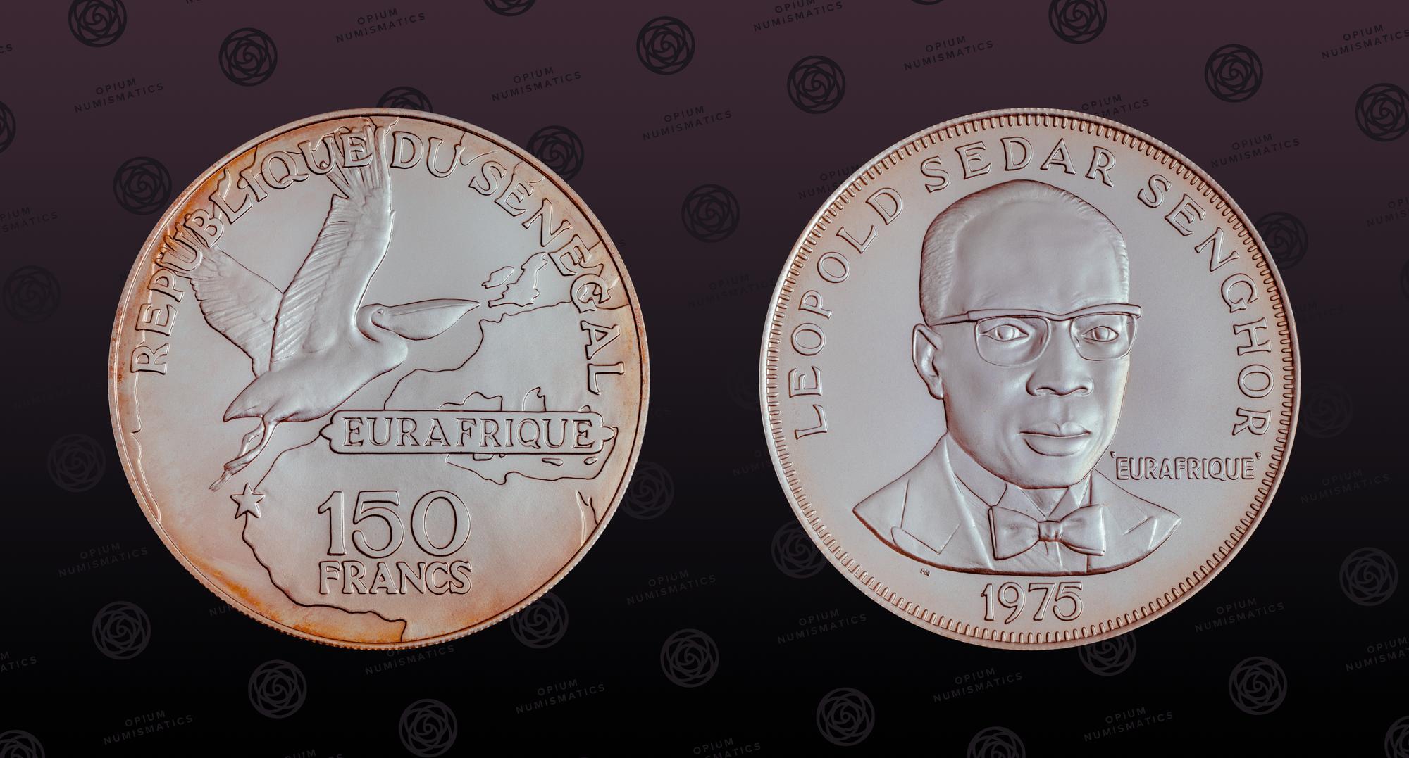 SENEGAL, KM# 6, Silver, 150 Francs, 1975, Mint Strike, 25th Anniversary ...