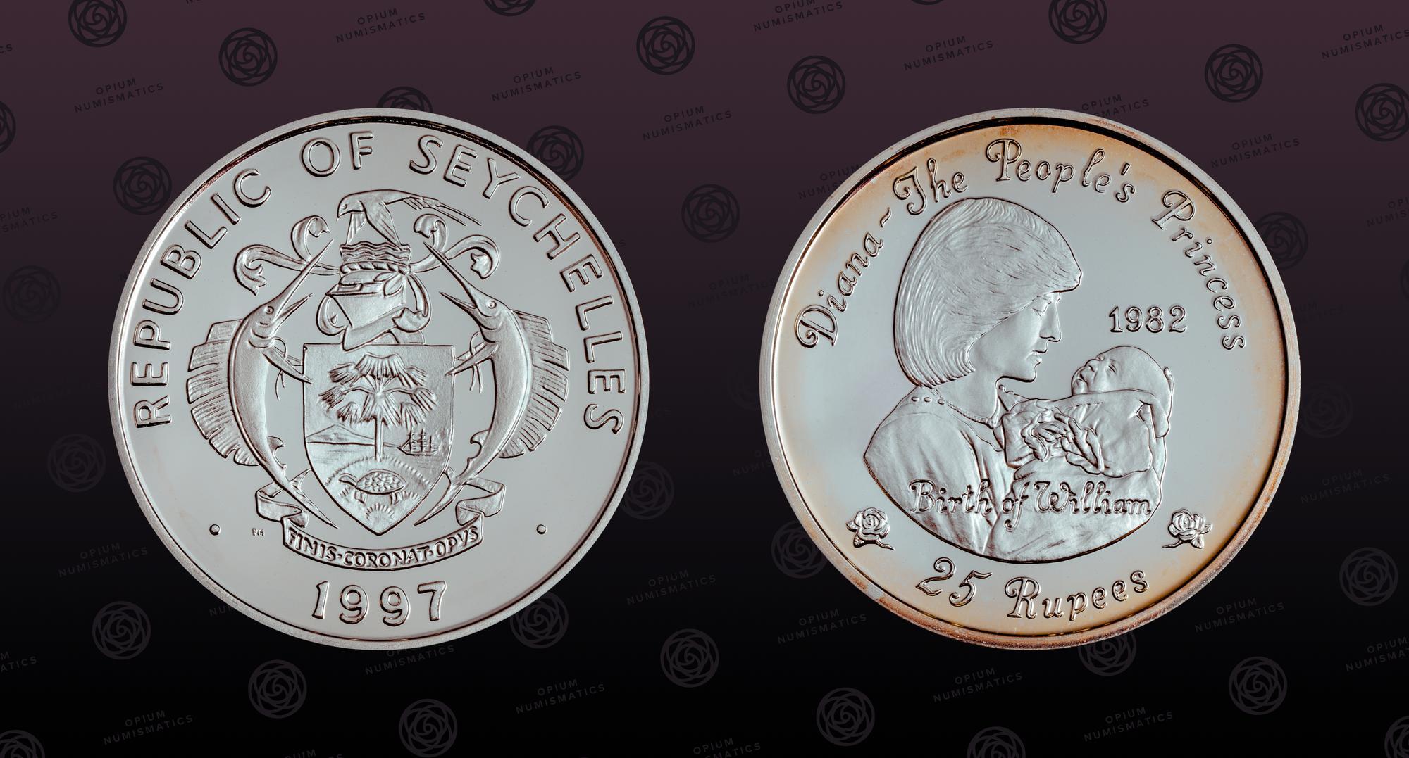SEYCHELLES, KM# 95, Silver, 25 Rupees, 1997, Proof, Diana - The People ...