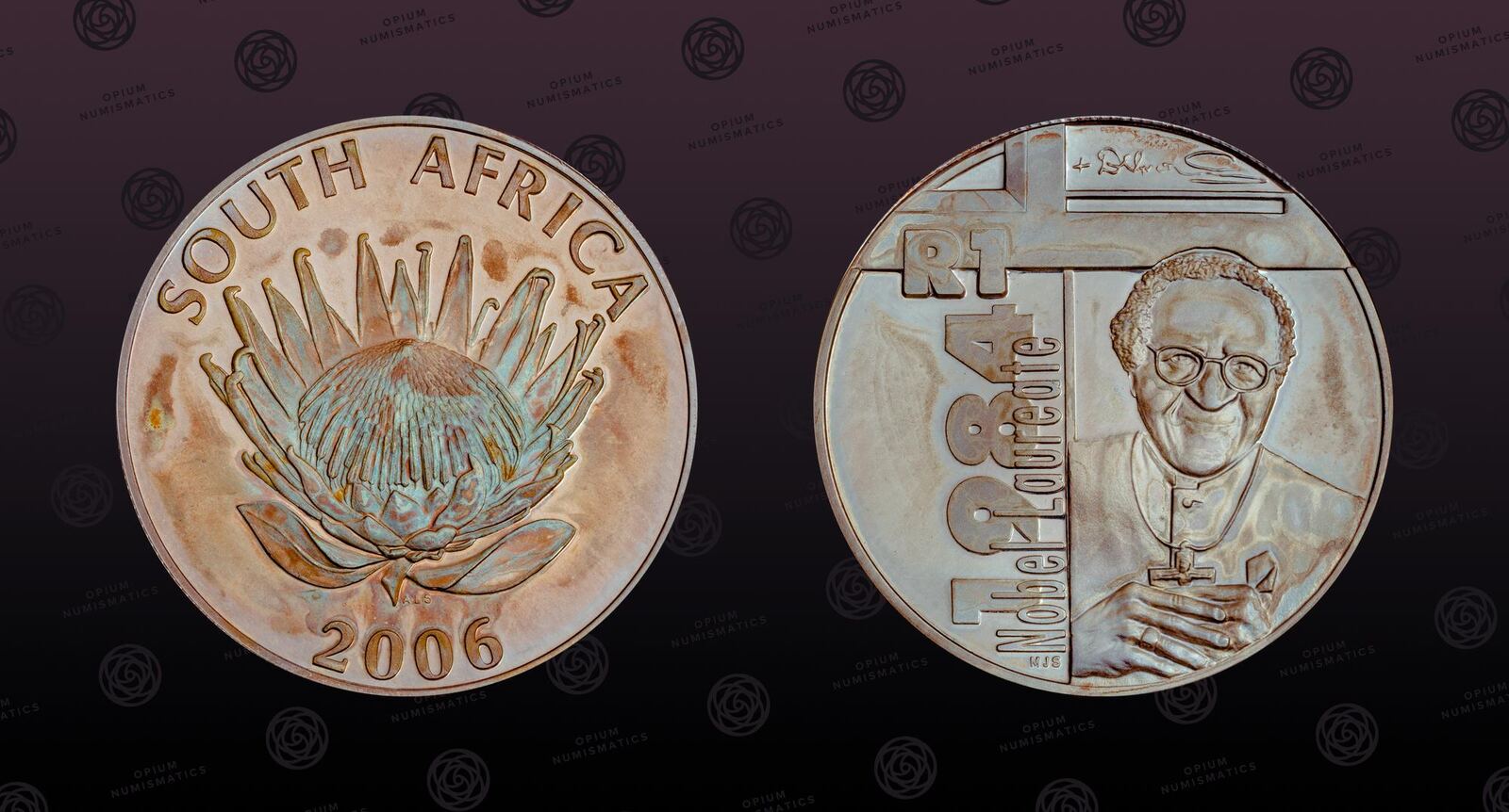 SOUTH AFRICA, KM#369, Silver, 1 Rand, 2006, Proof, Nobel Peace Prize ...