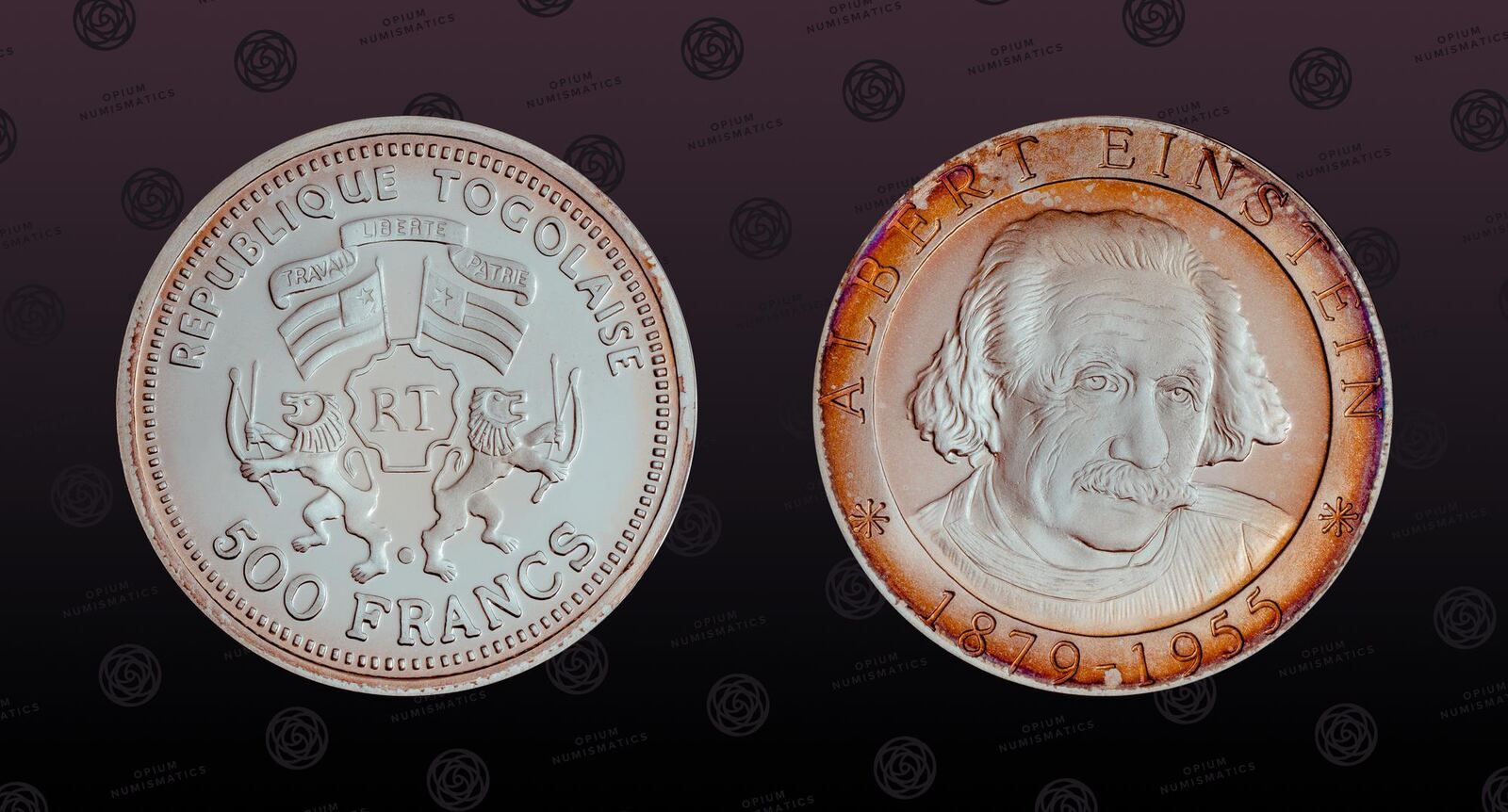 TOGO, KM# 19, Silver, 500 Francs, 1999, Proof, Albert Einstein (1879 ...