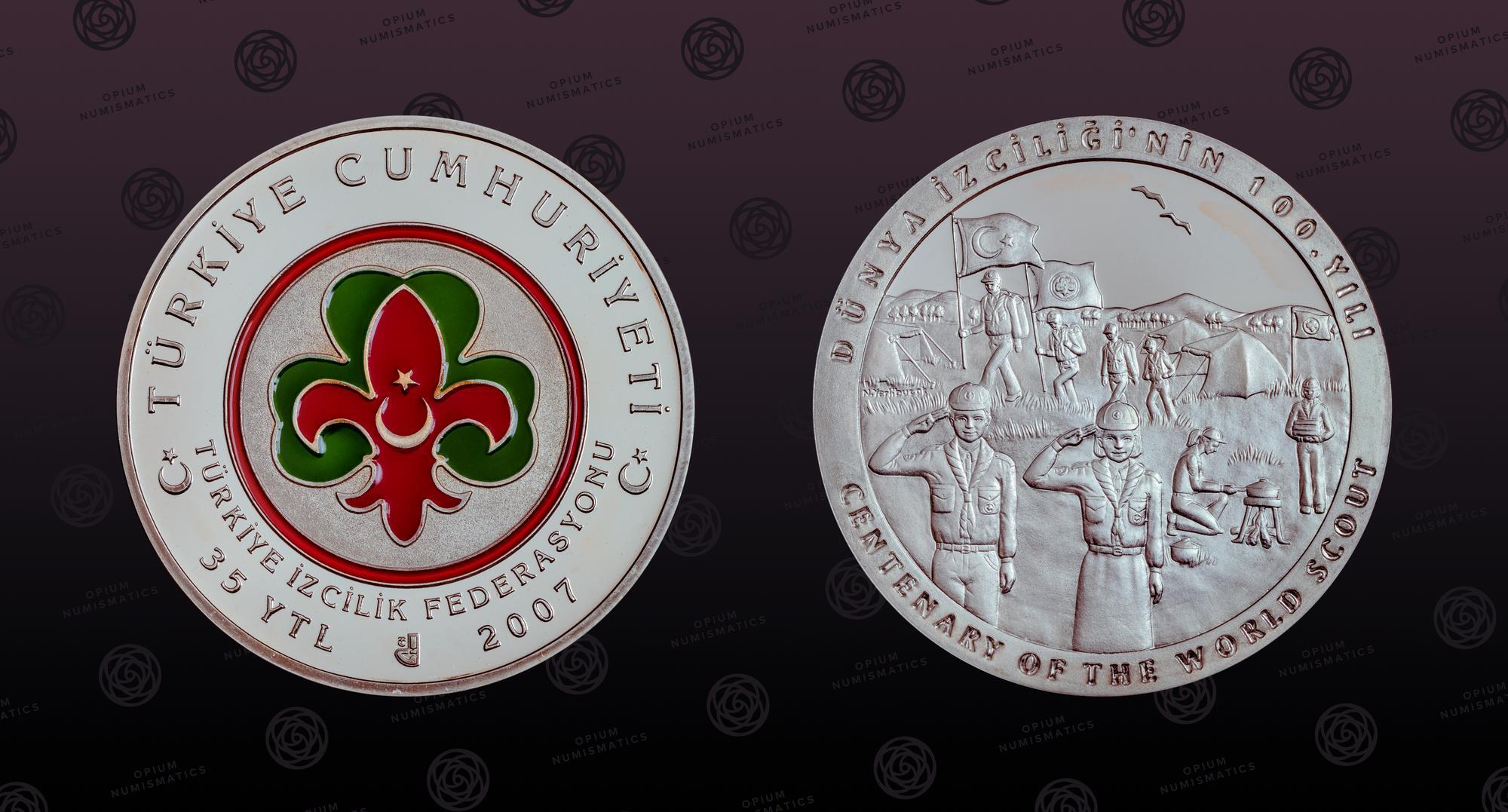 TURKEY, KM Unlisted, Silver, 35 New Lira, 2007, Proof, Centenary of the ...