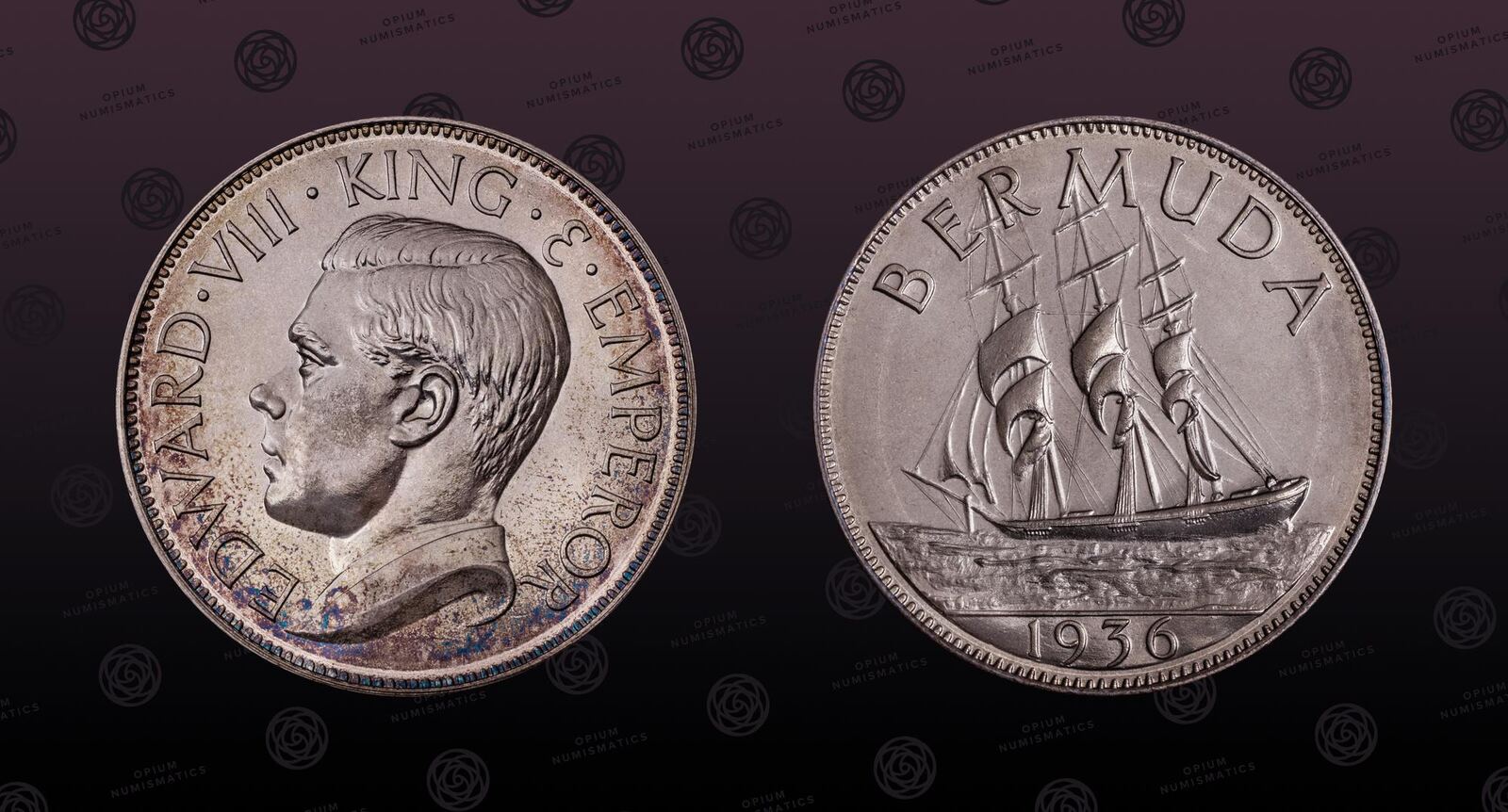 BERMUDA, X# 2b, Silver, 1 Crown, 1936, Proof, King Edward VIII. Fantasy ...