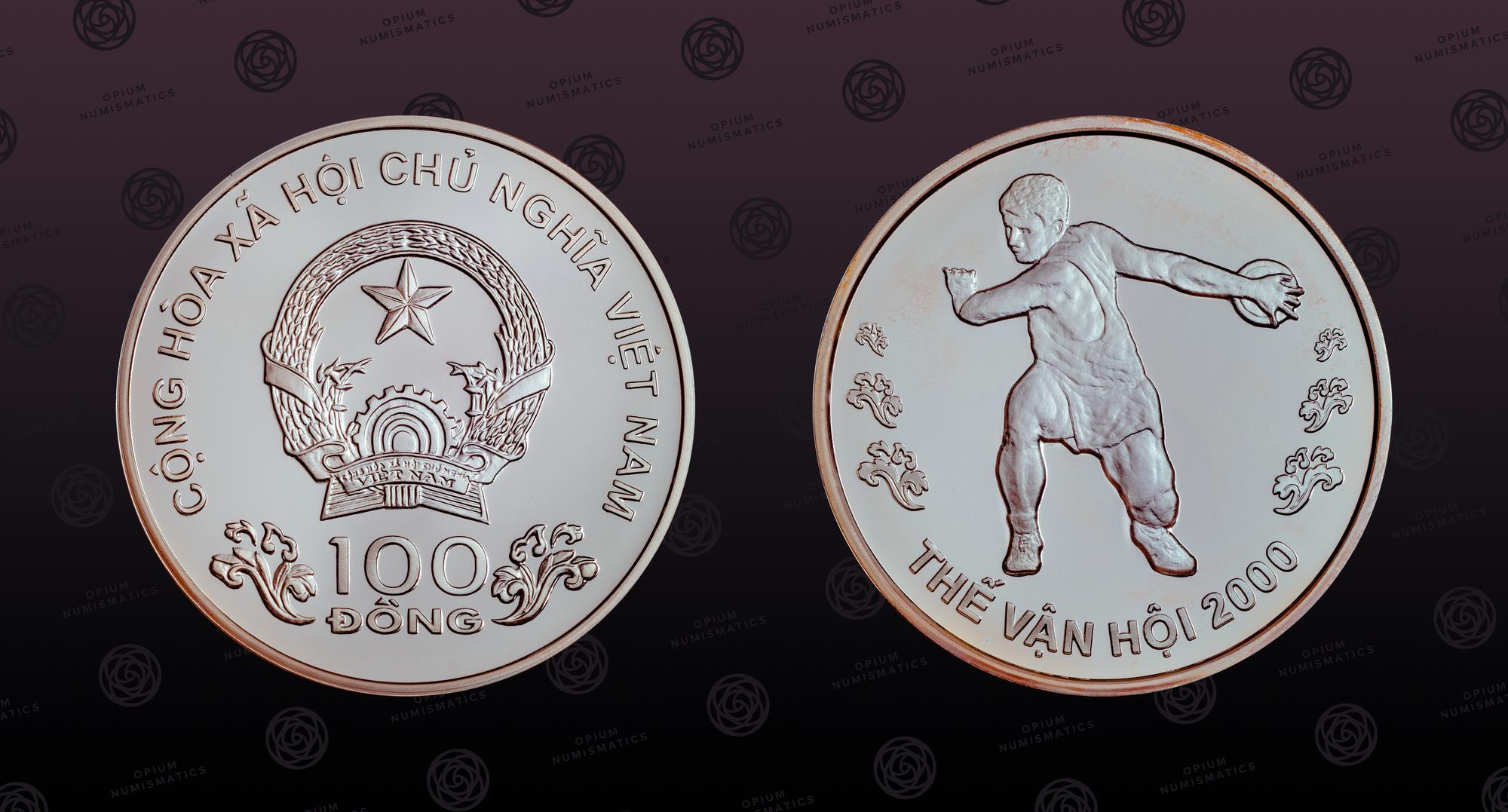 VIETNAM, KM# 79, Silver, 100 Dong, 2000, Proof, Discus thrower. Coin in ...