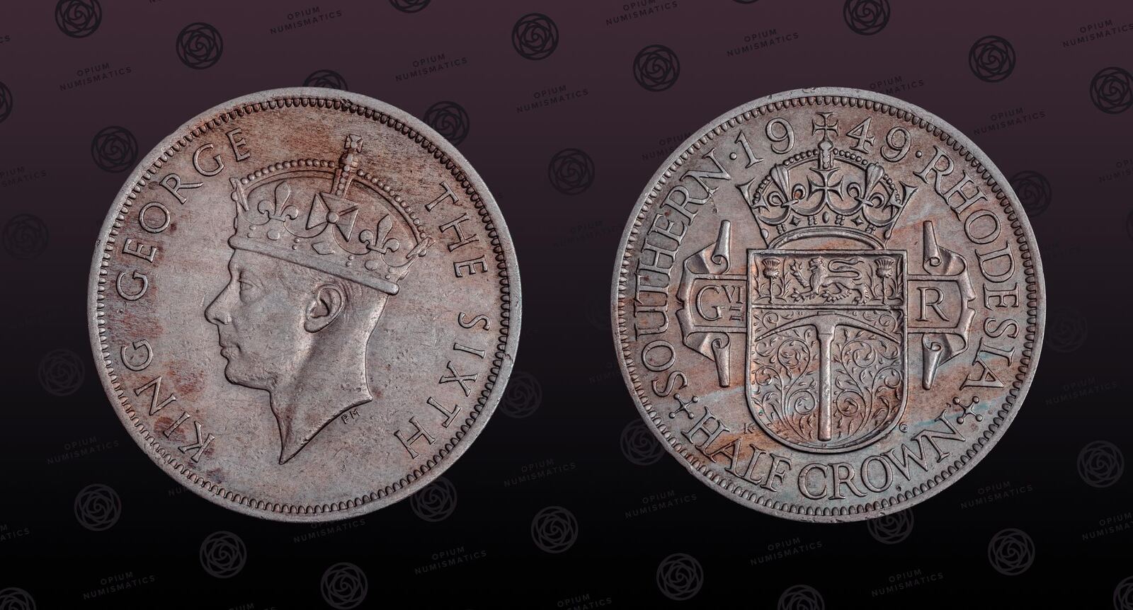 SOUTHERN RHODESIA, KM# 24, Copper-Nickel, 1/2 Crown, 1949, Mint Strike ...