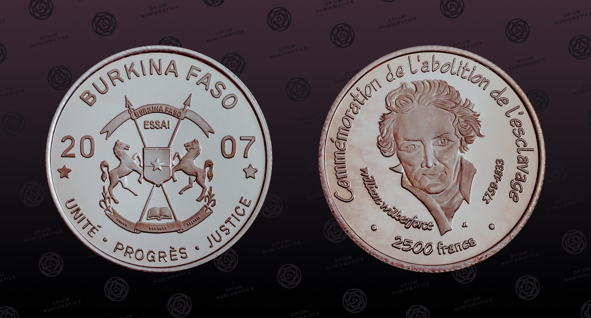 BURKINA FASO, KM# E Unlisted, Silver, 2500 Francs, 2007, Proof, William ...