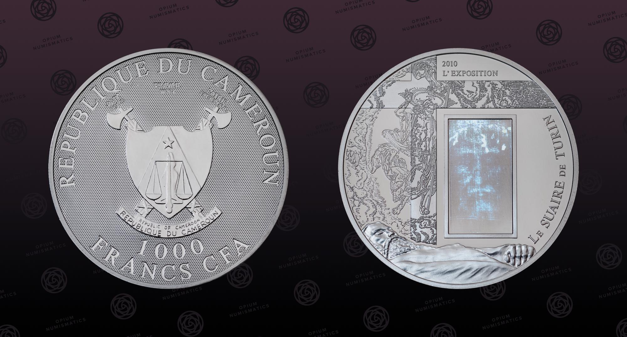 CAMEROON, KM# 38, Silver, 1000 Francs, 2010, Proof, Le Suaire de TURIN ...