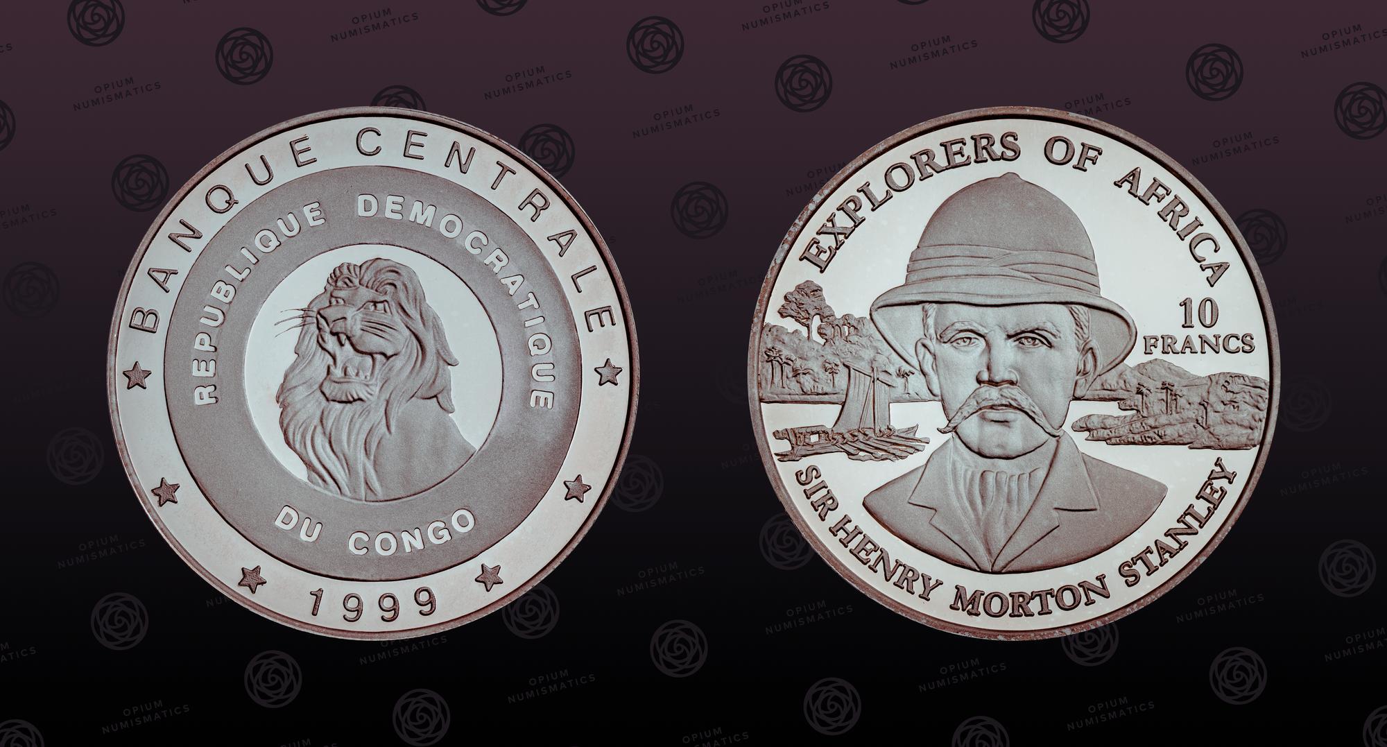 CONGO DEMOCRATIC REPUBLIC, KM# 21, Silver, 10 Francs, 1999, Proof ...