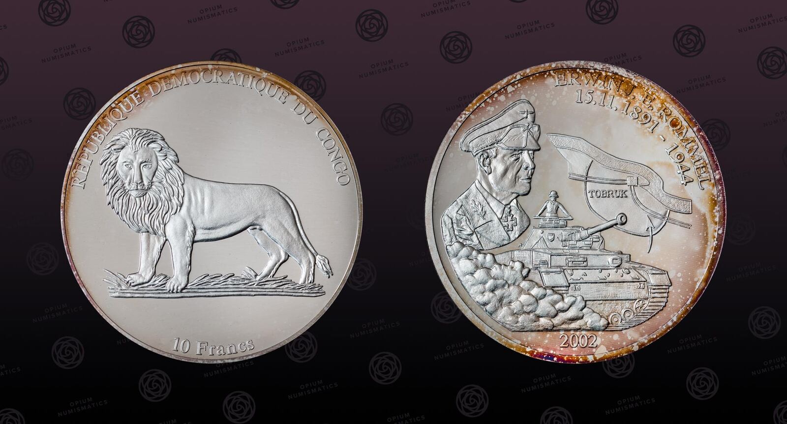 CONGO DEMOCRATIC REPUBLIC, KM# 124, Silver, 10 Francs, 2002, Proof ...