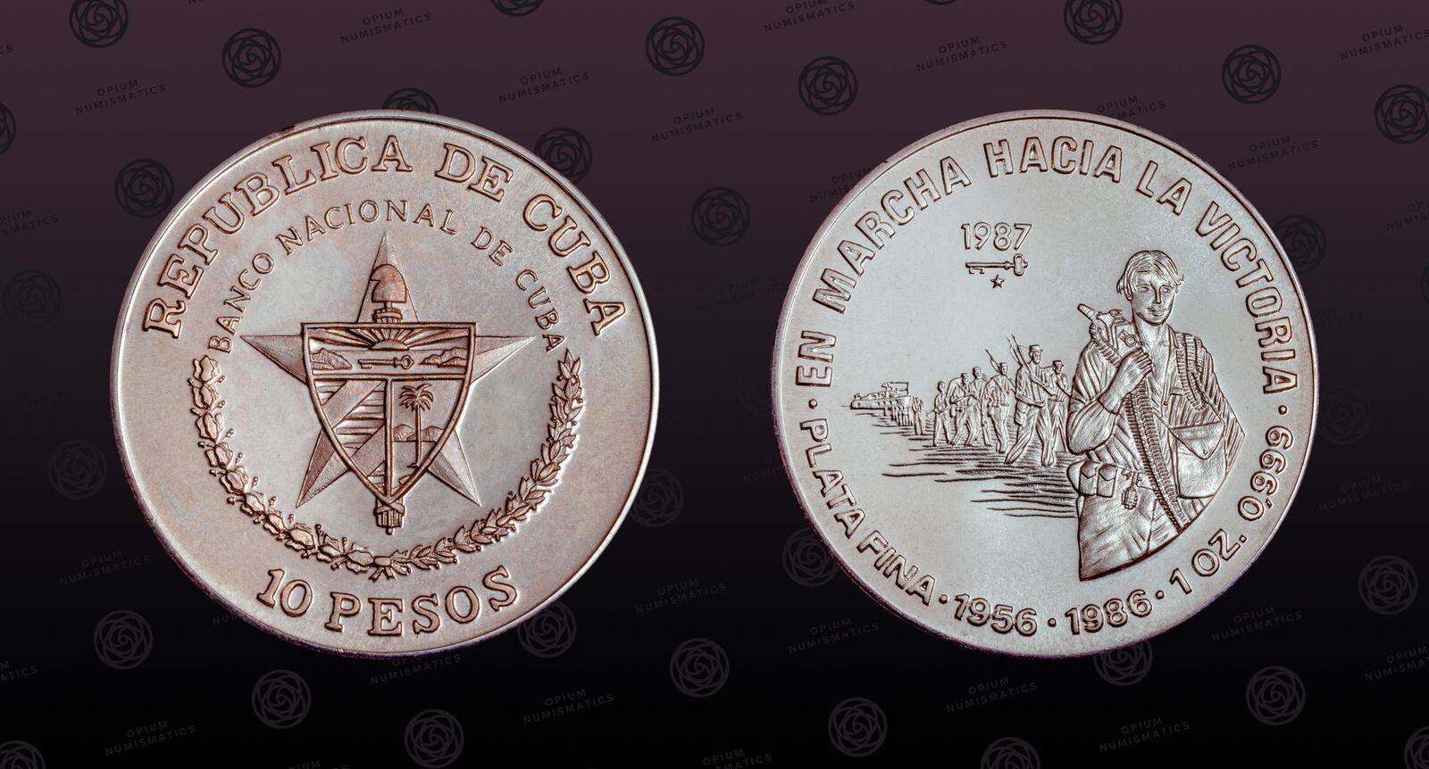 CUBA, KM# 164, Silver, 10 Pesos, 1987, Proof, The March to Victory ...