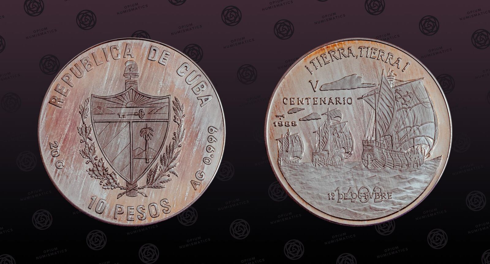 CUBA, KM# 249, Silver, 10 Pesos, 1989, Proof, Discovery of America ...