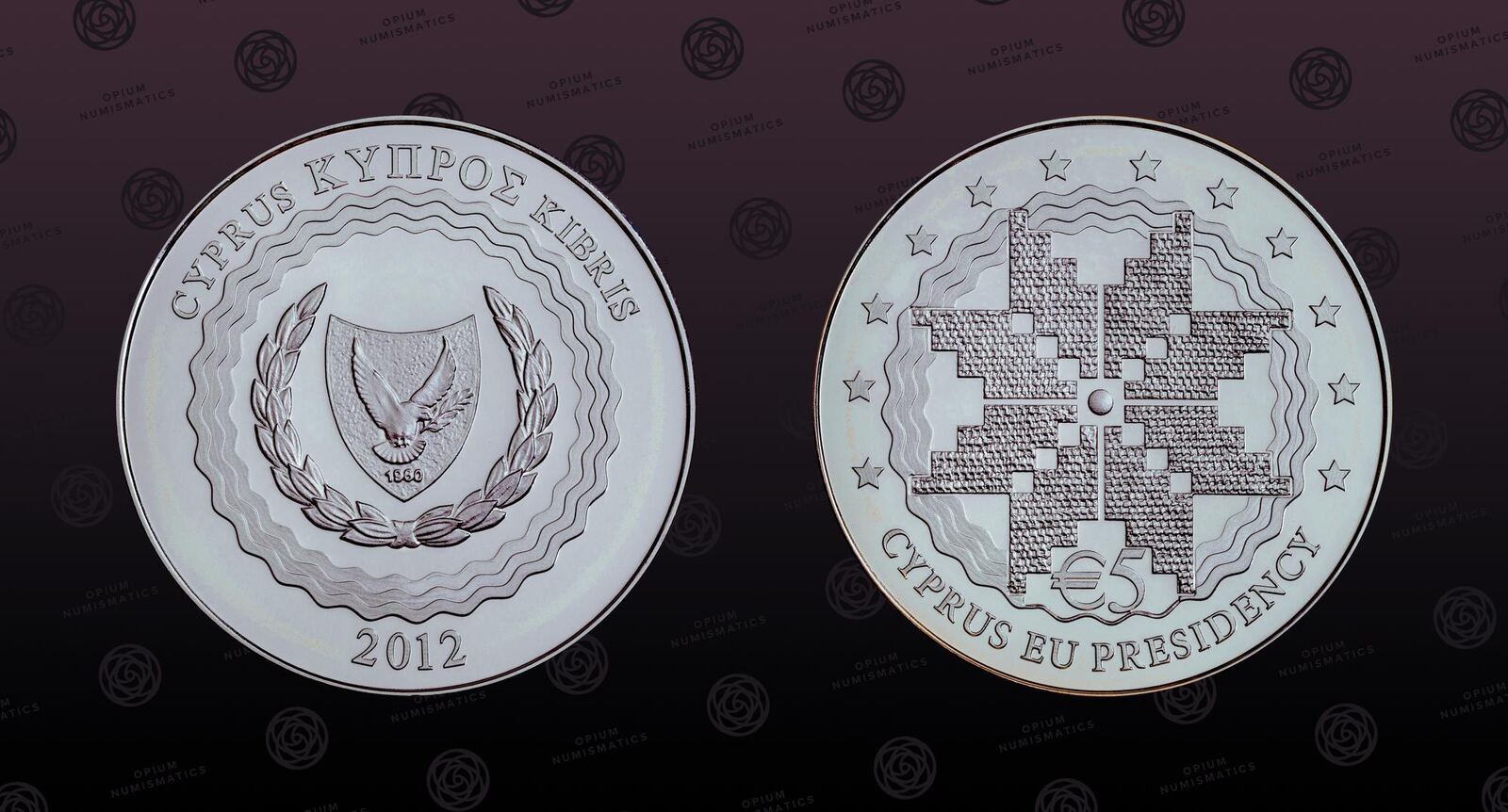 CYPRUS, KM# Unlisted, Silver, 5 Euro, 2012, Proof, Cyprus EU Presidency ...