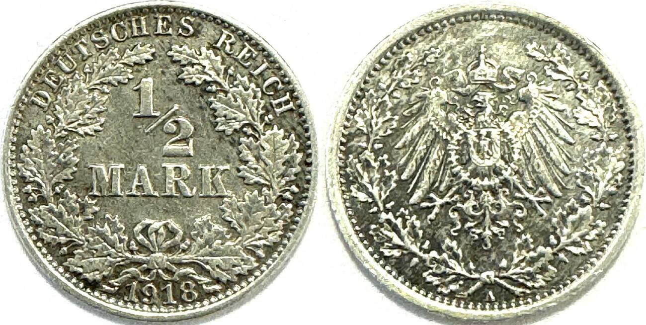 Deutsches Reich 1/2 Mark 1918 A vz | MA-Shops