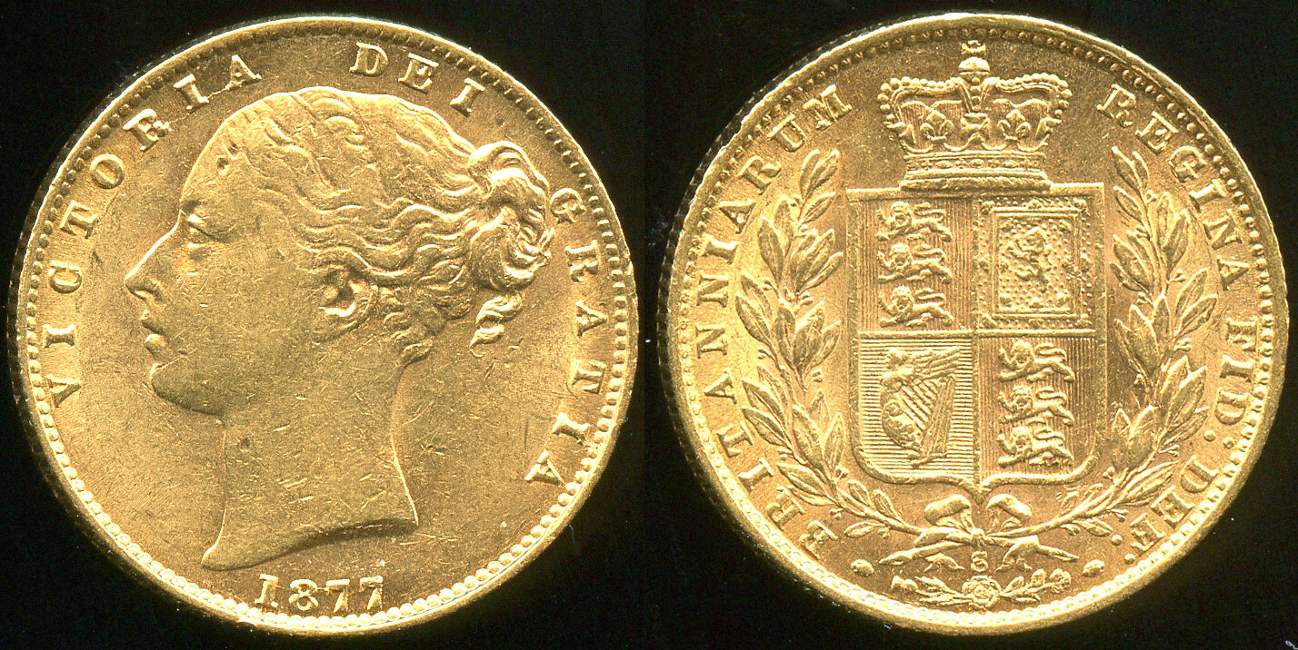 AUSTRALIA 1877 SYDNEY VICTORIA (1837-1901) SHIELD SOVEREIGN | MA-Shops