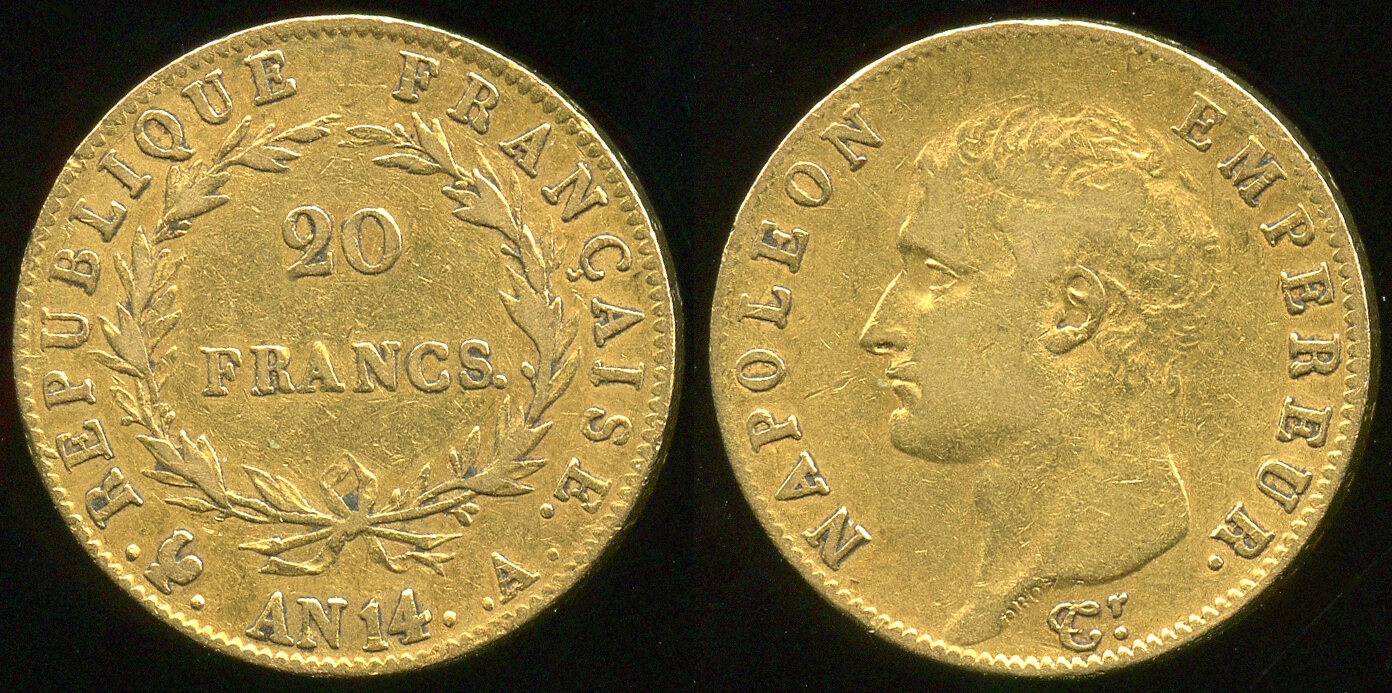 FRANCE 20 FRANCS AN 14 PARIS NAPOLEON Ier (1804-1814) | MA-Shops