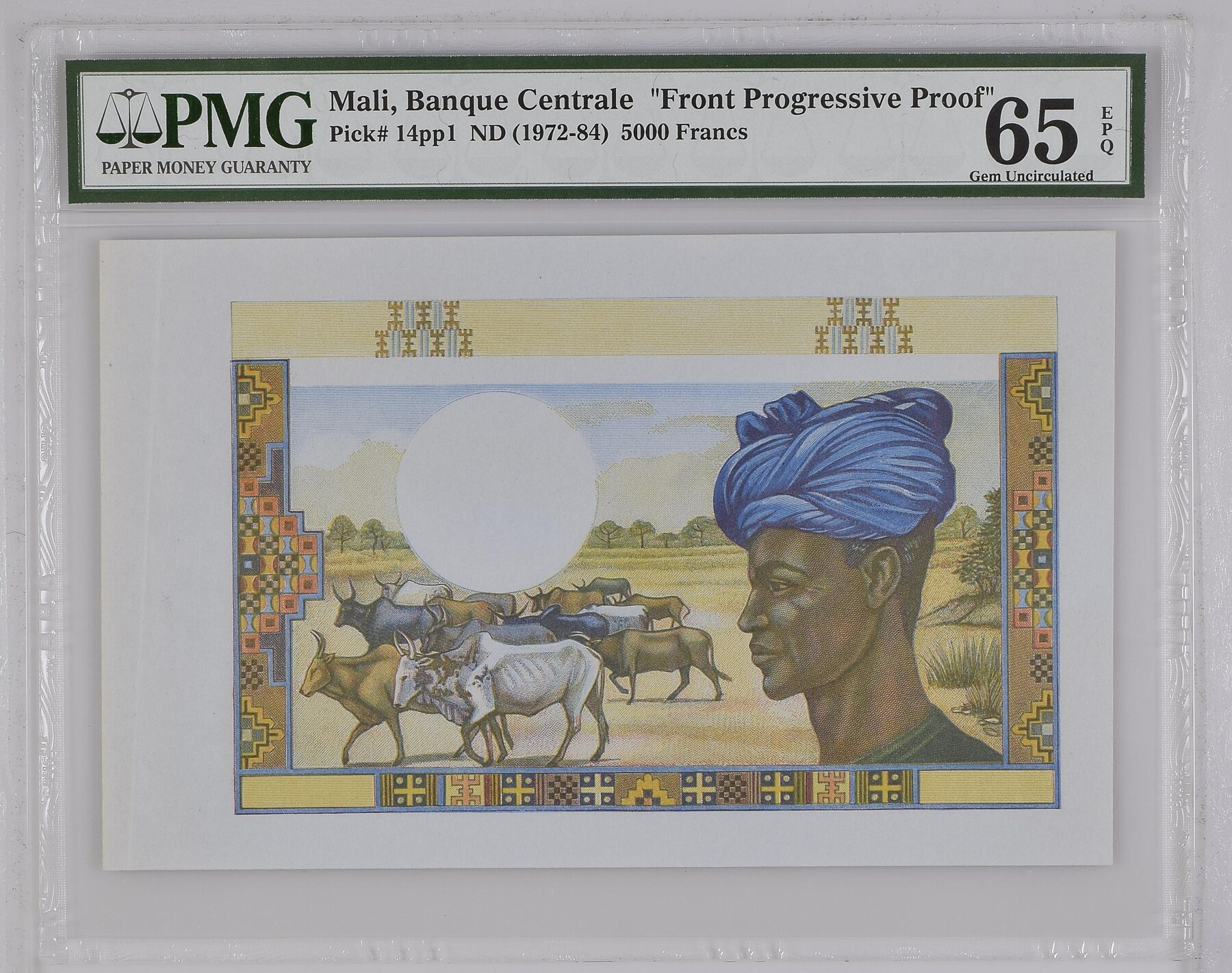Mali Front Progressive Proof 5 000 Francs (1972-84) PMG Gem UNC 65 EPQ ...