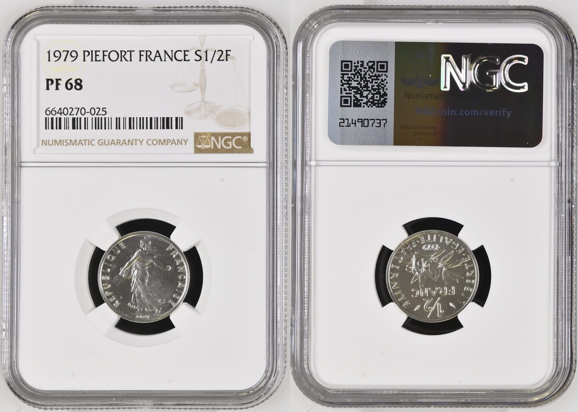 FRANCE 1/2 Franc 1979 PIEFORT NGC PF 68 | MA-Shops