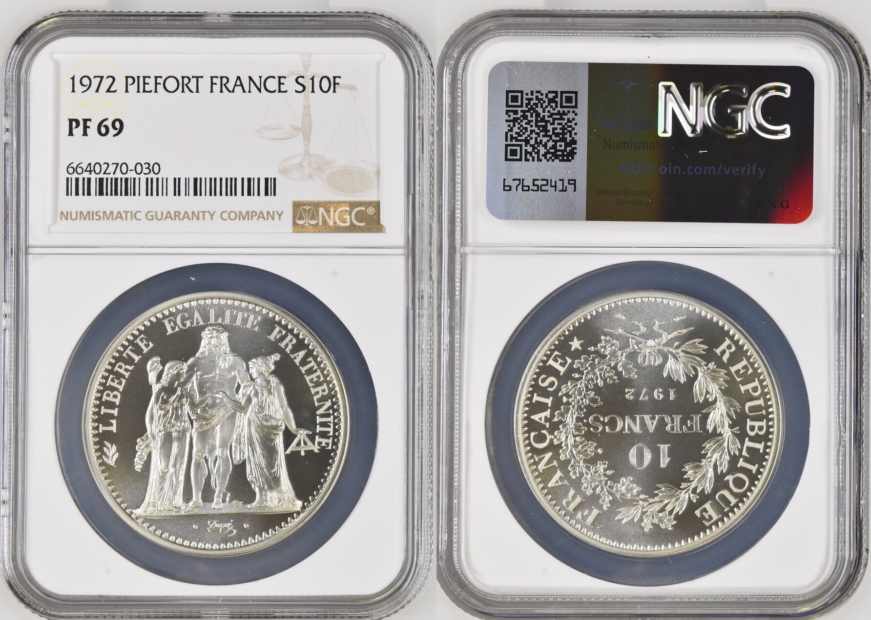 FRANCE 10 Francs 1972 PIEFORT NGC PF 69 | MA-Shops