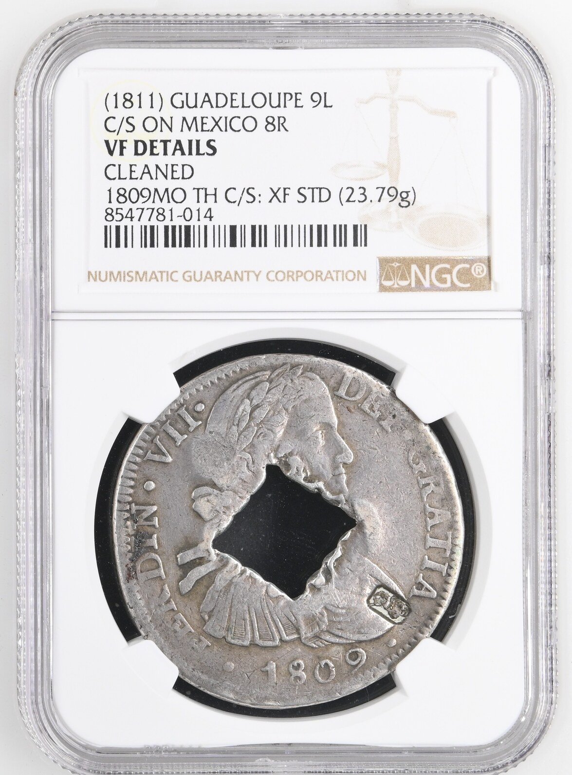 GUADELOUPE 9 Livres (1811) British Occupation (1810-1814) NGC VF ...