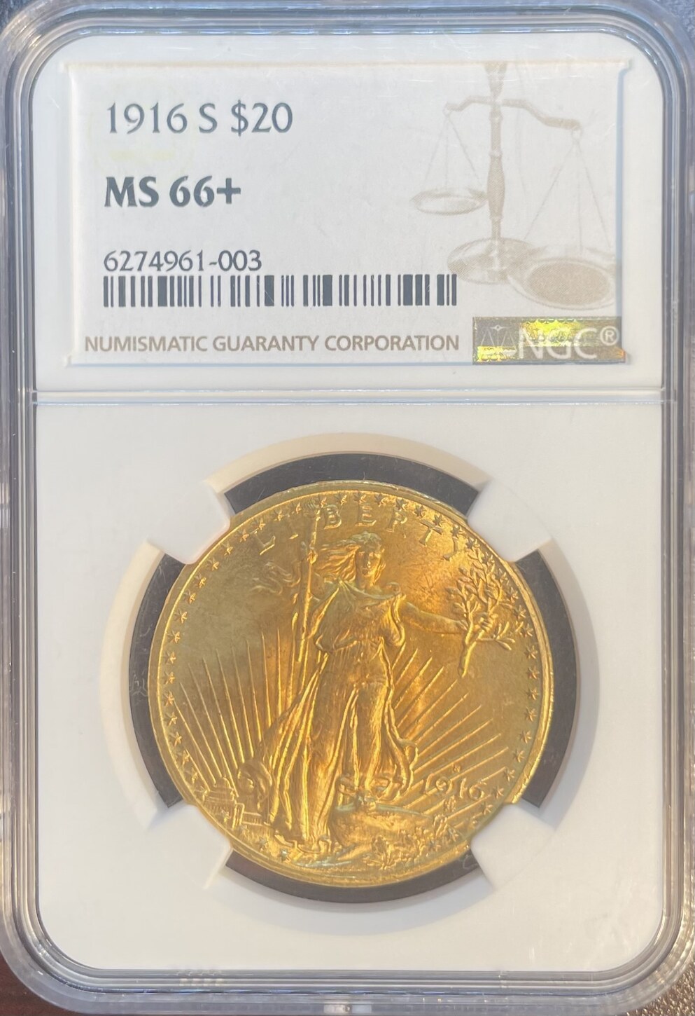 US $20 St Gaudens MS66+ 1916-S St. Gaudens $20 NGC MS66+ | MA-Shops